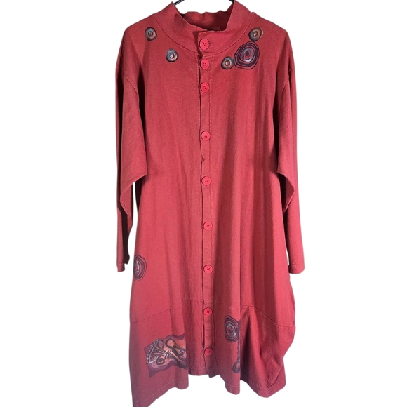 Blue Blush | Dresses | Vtg Blue Fish Artistic Hand Painted Midi Dress ...